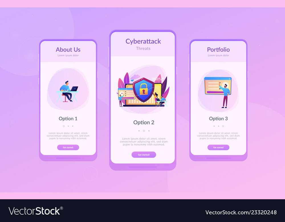 Cyber security app interface template Royalty Free Vector