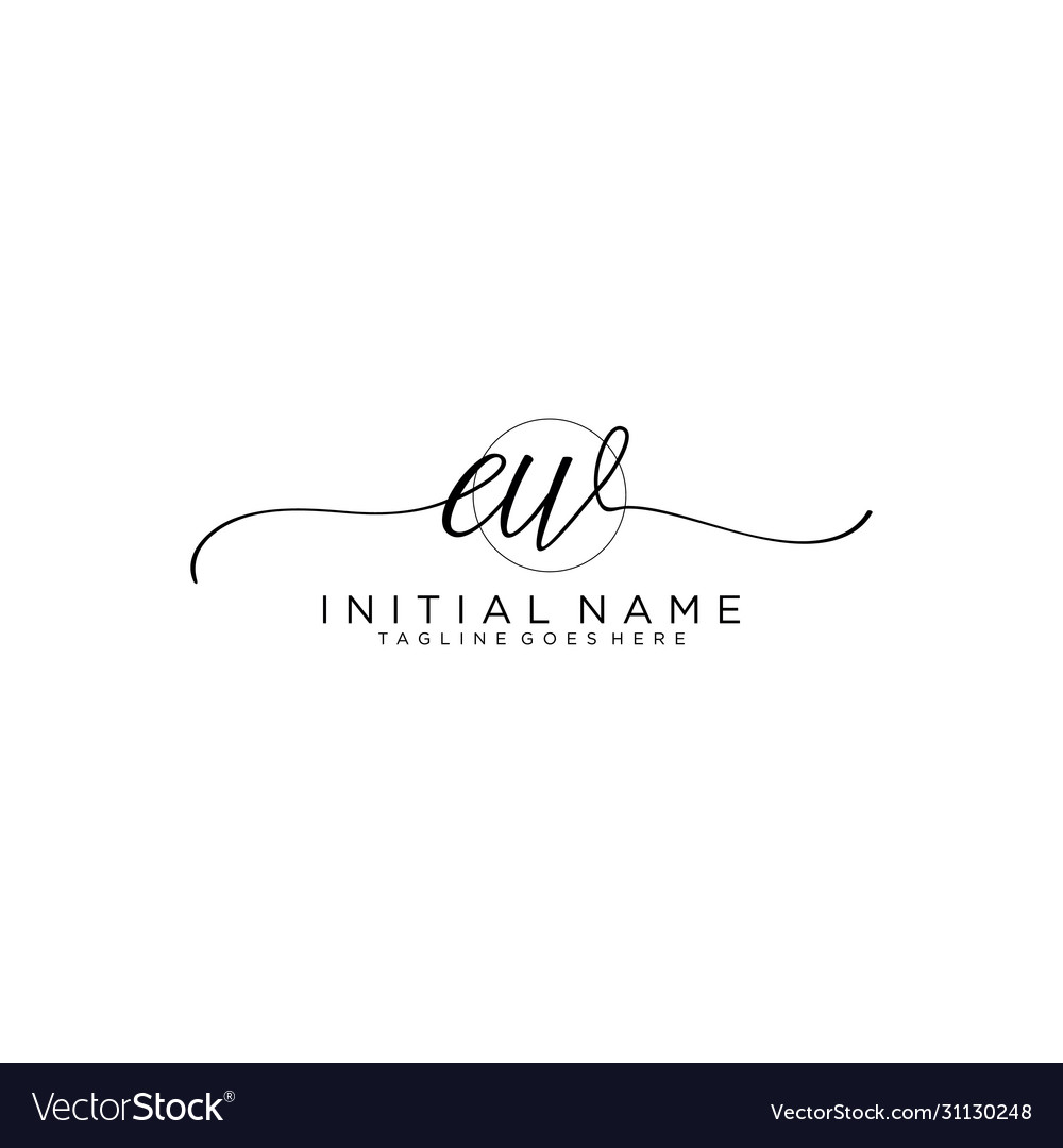 Ew initial handwriting logo with circle template Vector Image