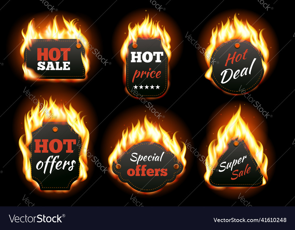 Fire labels set Royalty Free Vector Image - VectorStock