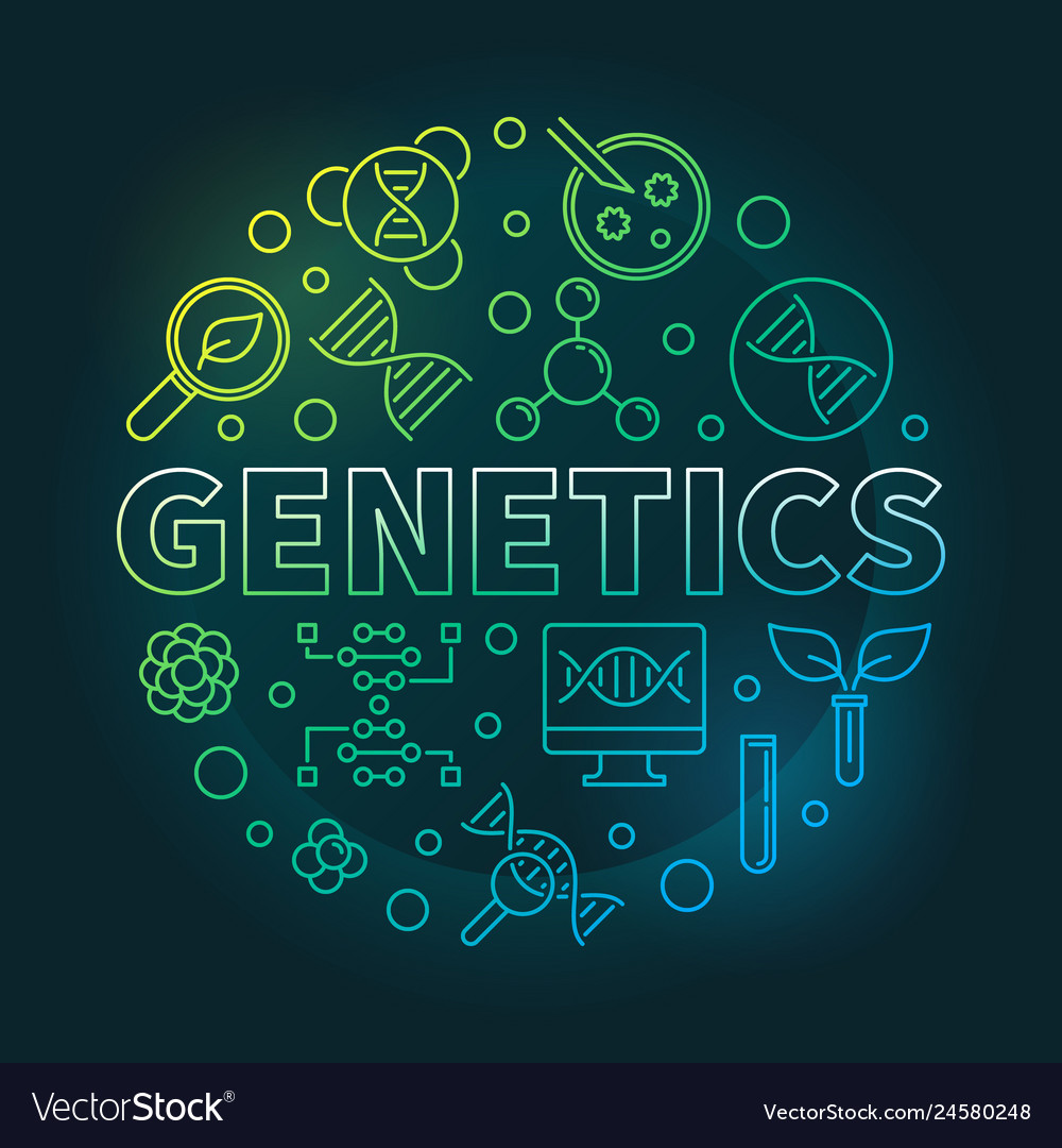 Genetics circular colored outline Royalty Free Vector Image