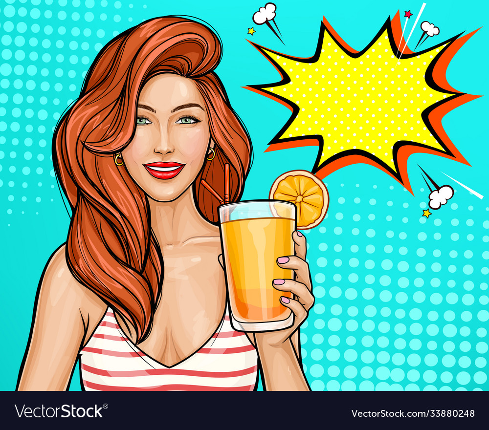 Girl Holding A Cocktail In Her Hand Royalty Free Vector