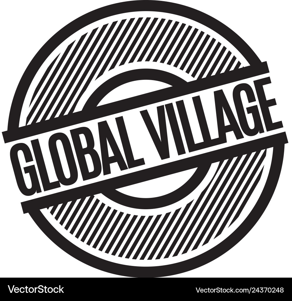 Global village stamp on white Royalty Free Vector Image