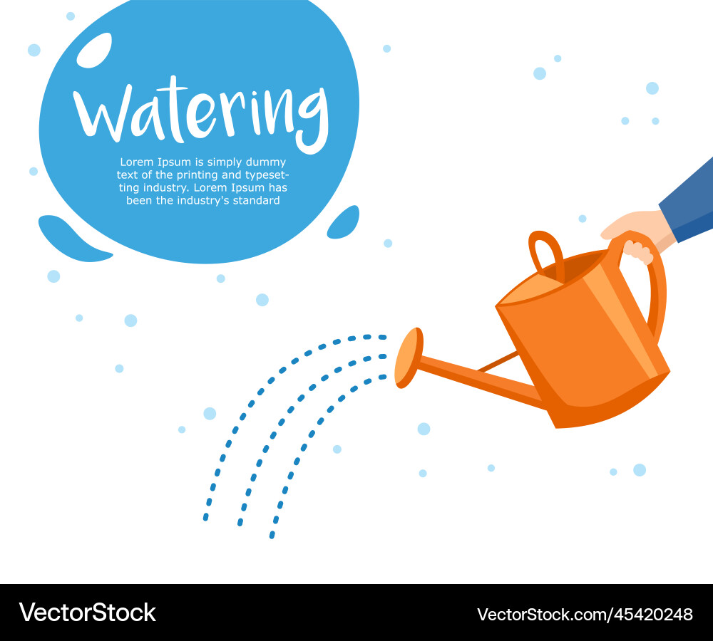 Hand is watering pouring water from Royalty Free Vector