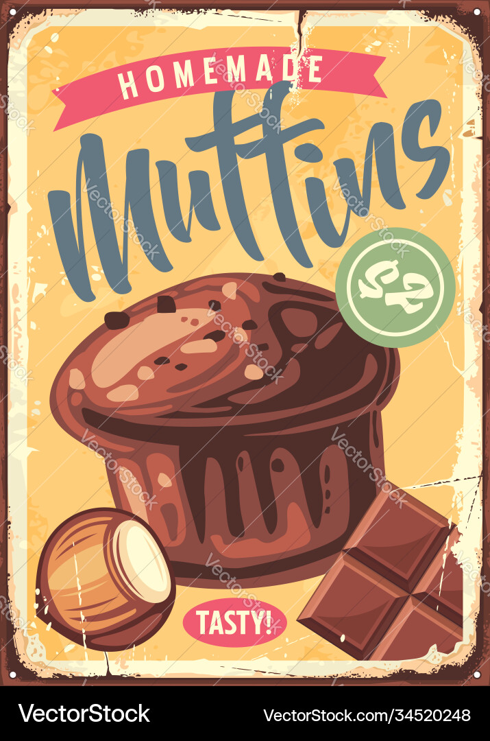 Homemade muffins retro sign Royalty Free Vector Image