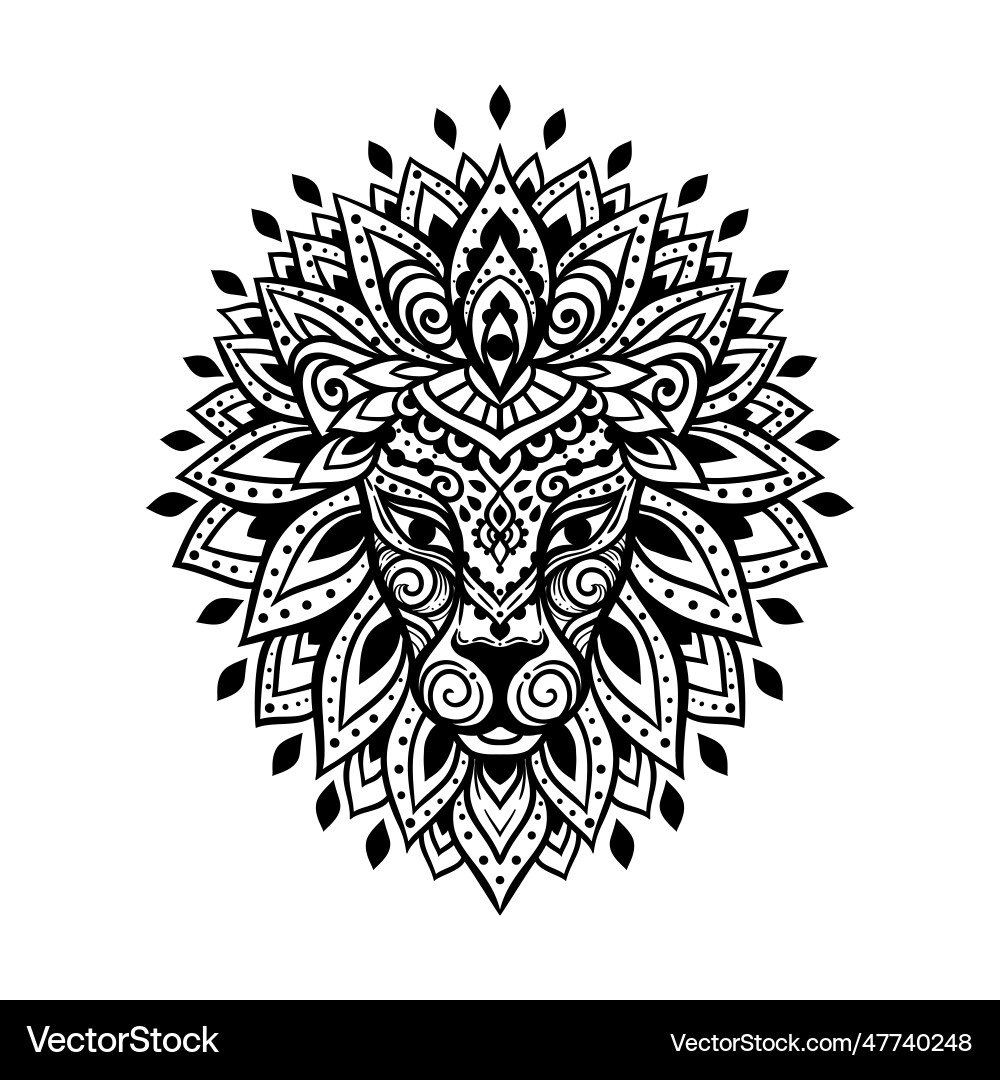 Lion mandala head leo zodiac Royalty Free Vector Image