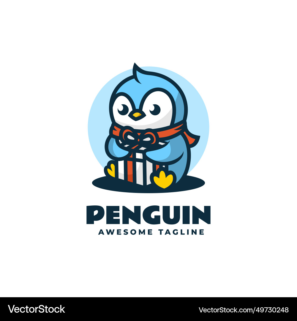 Logo penguin mascot cartoon style Royalty Free Vector Image