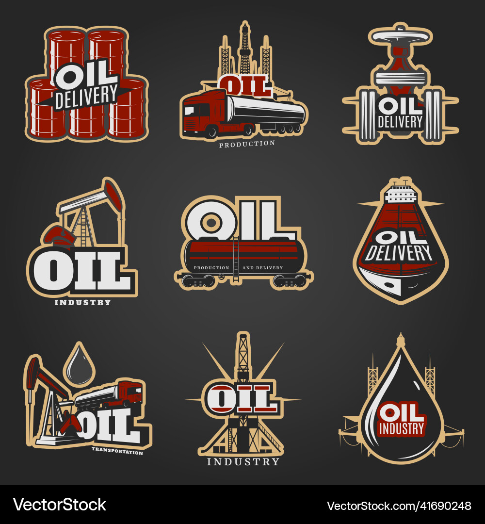 Oil industry colorful logos Royalty Free Vector Image