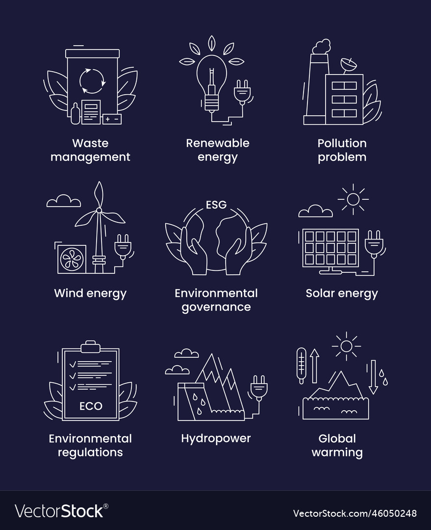Set icons environmental esg concept icons Vector Image Set icons environmental esg concept icons Vector Image