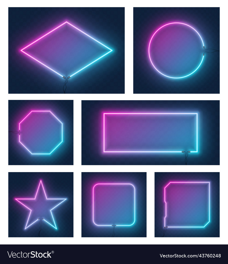 Set of realistic glowing different shapes neon Vector Image