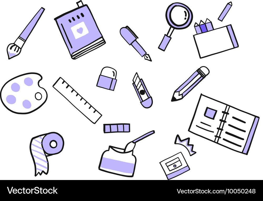 Stationery doodle Royalty Free Vector Image - VectorStock