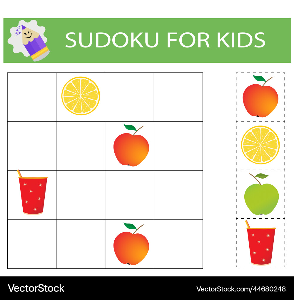 Sudoku for kids logical thinking training Vector Image