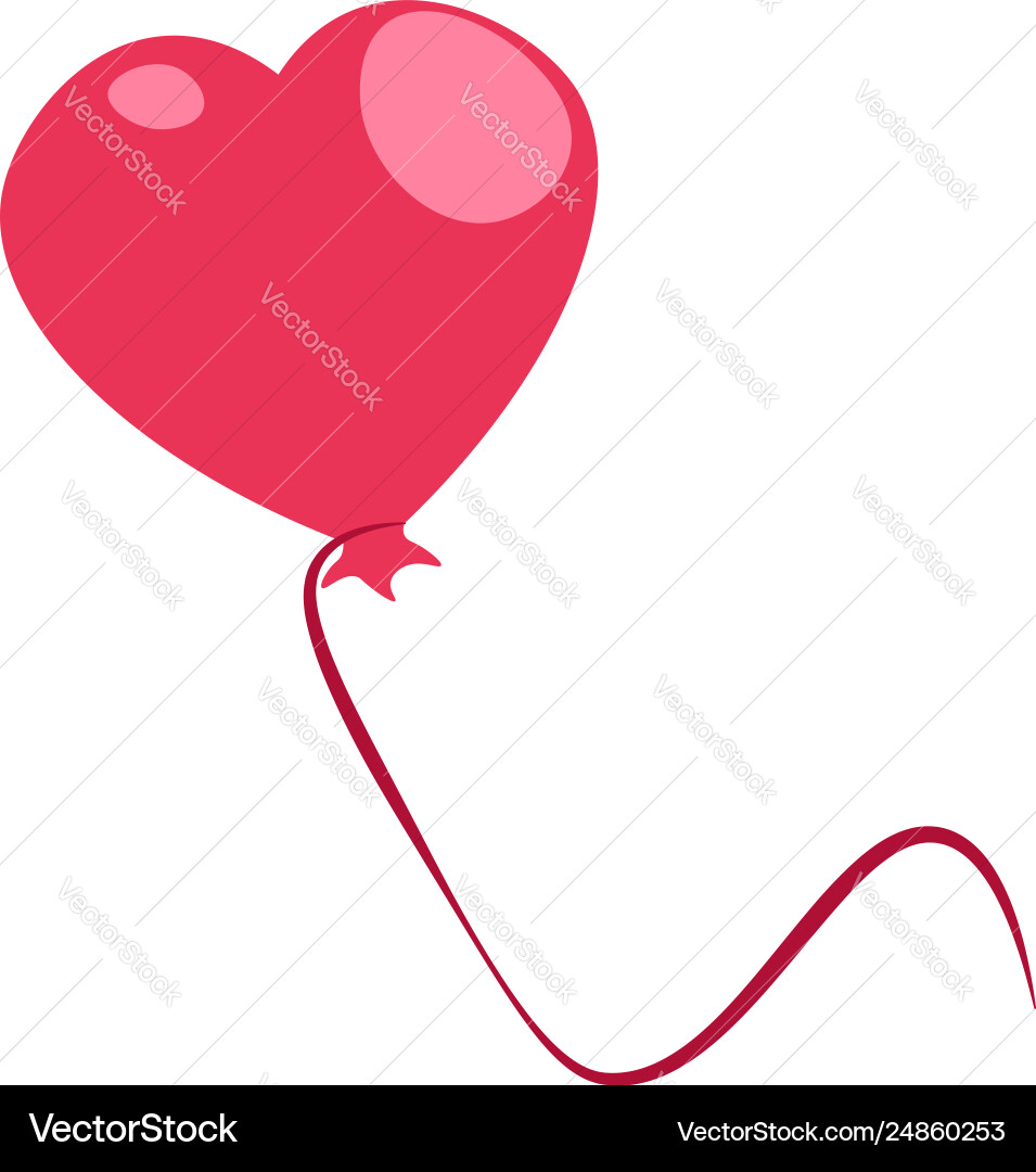 A red heart shape balloon flying high with long Vector Image