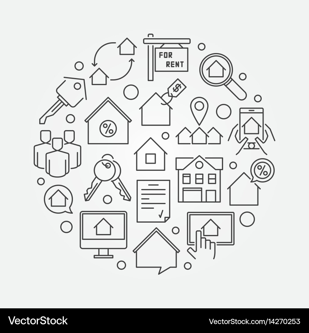 Apartments for rent round Royalty Free Vector Image