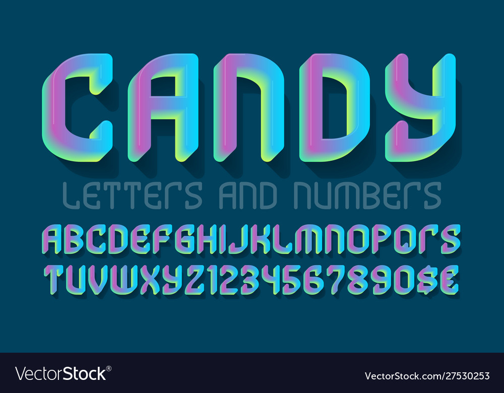 Candy letters and numbers with currency signs Vector Image