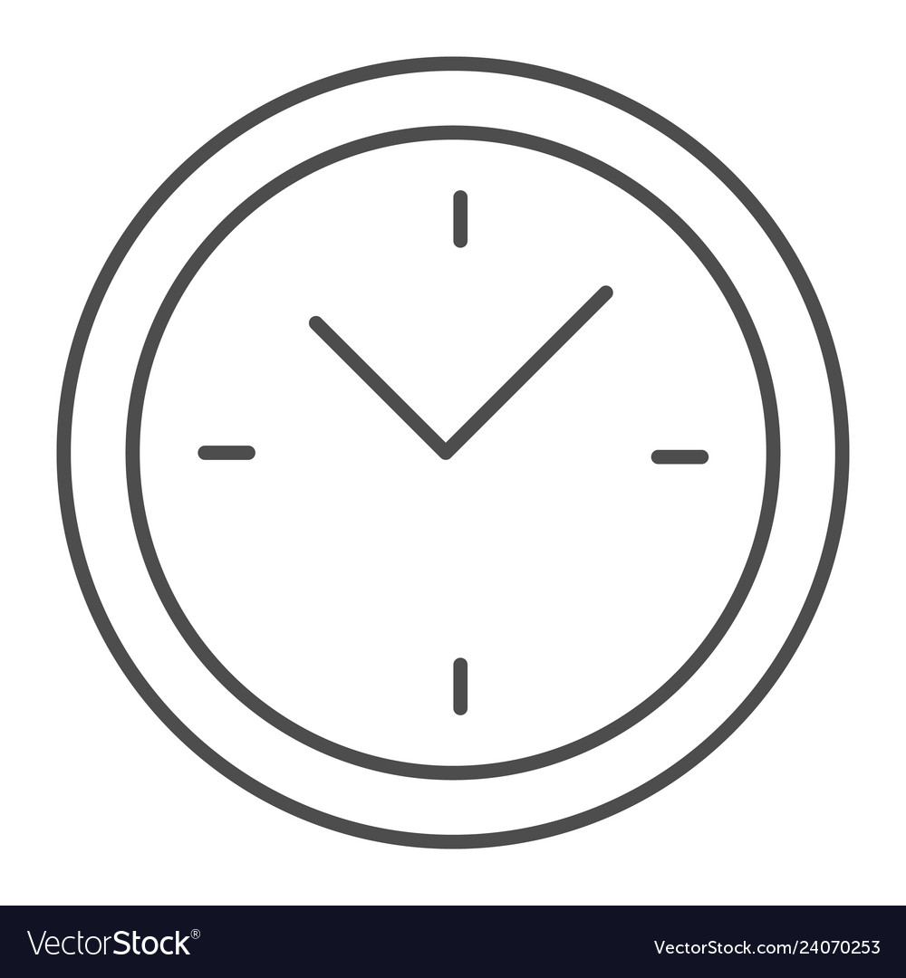 Clock Thin Line Icon Time Royalty Free Vector Image