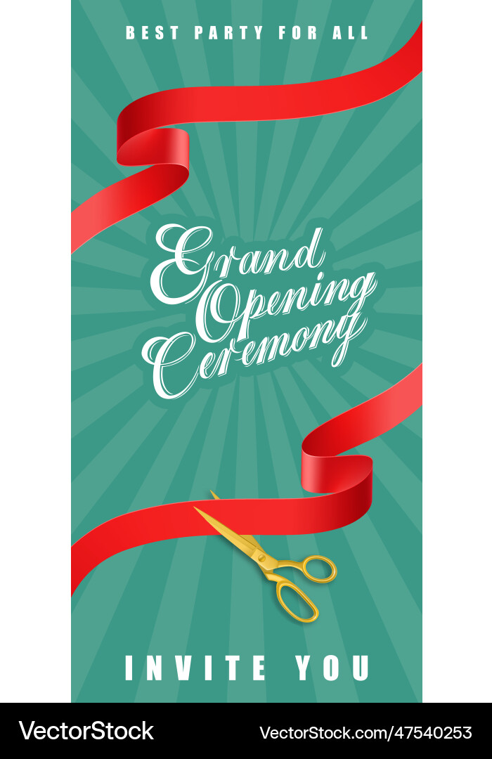 Grand opening ceremony vertical banner design Vector Image