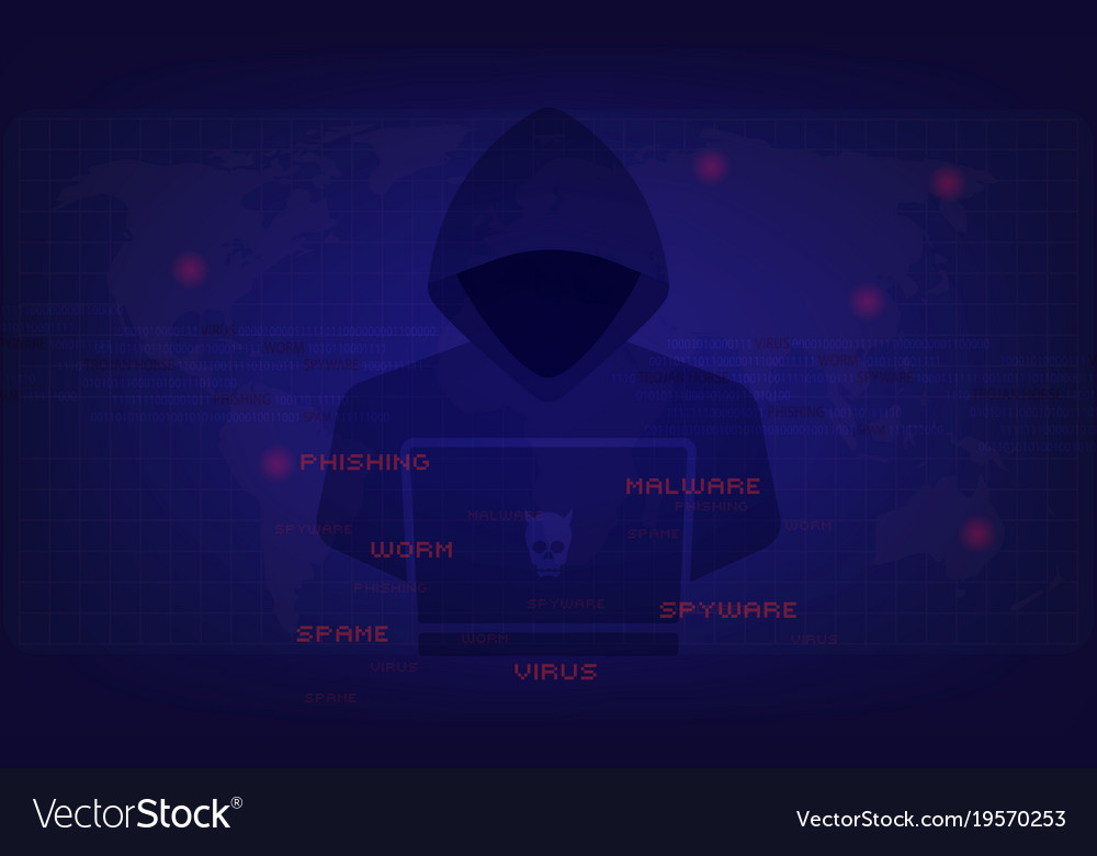Hacker at work with user interface Royalty Free Vector Image
