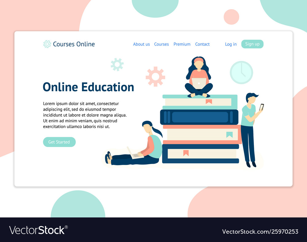 Header template for website with people learning Vector Image
