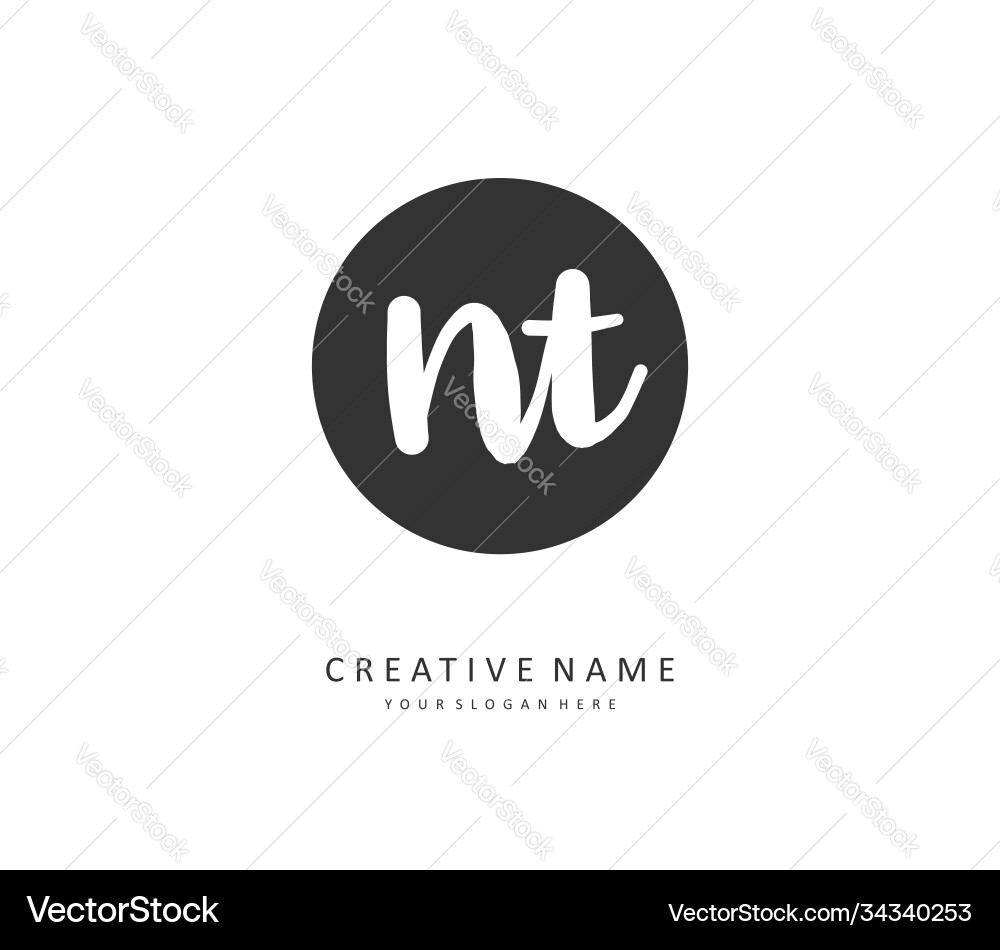 N t nt initial letter handwriting and signature Vector Image