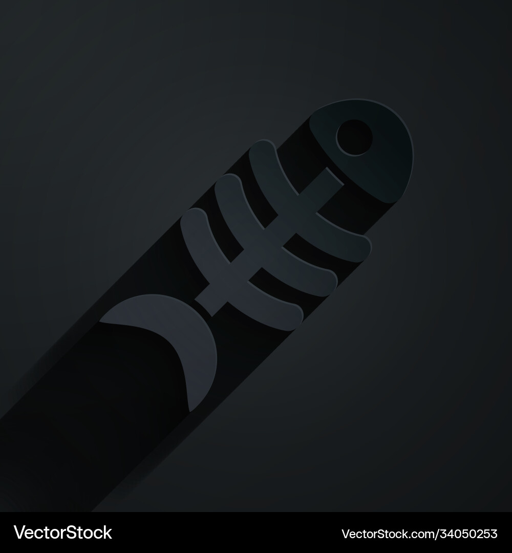 Paper cut fish skeleton icon isolated on black Vector Image