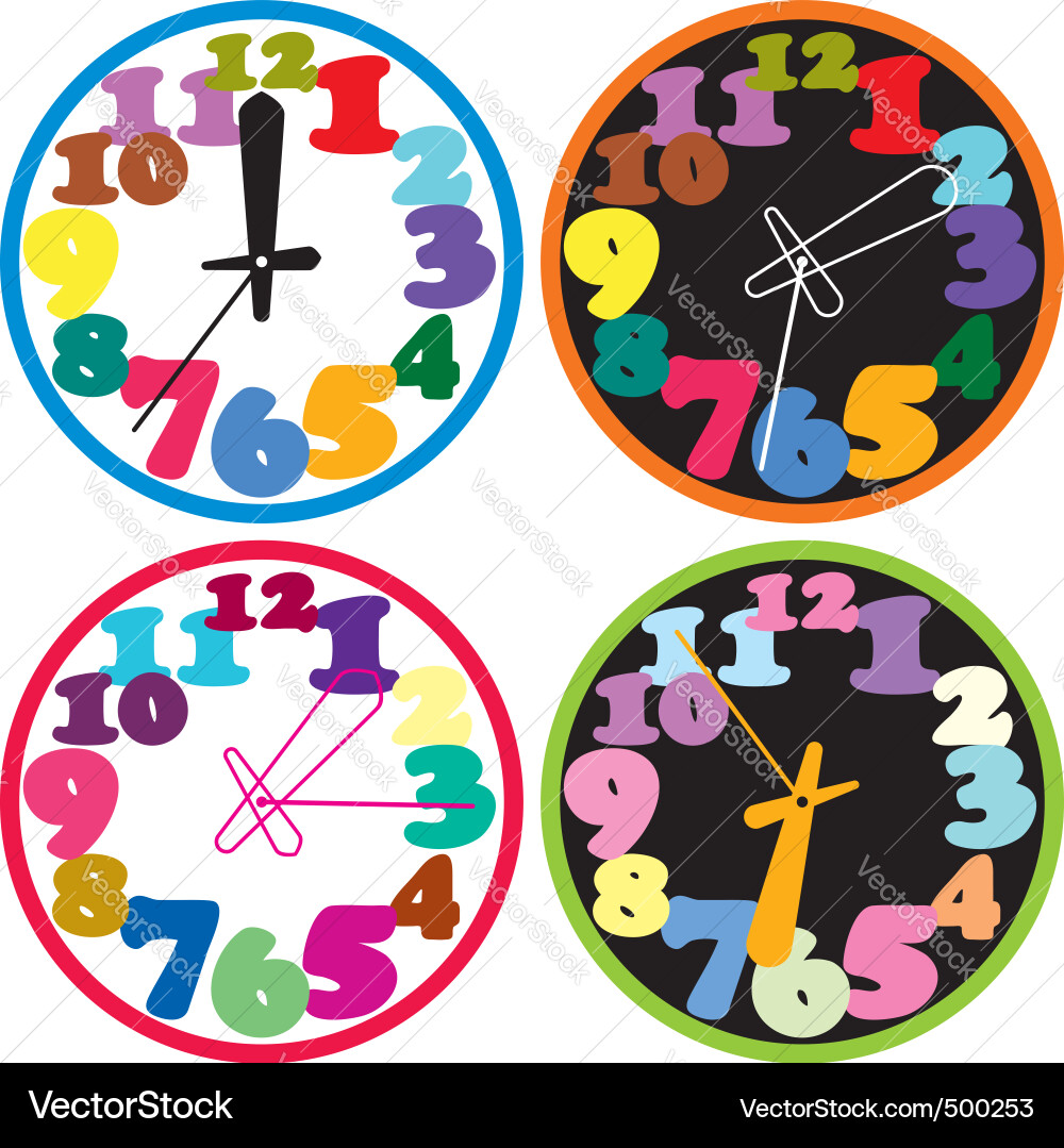 Set of a colorful clocks Royalty Free Vector Image