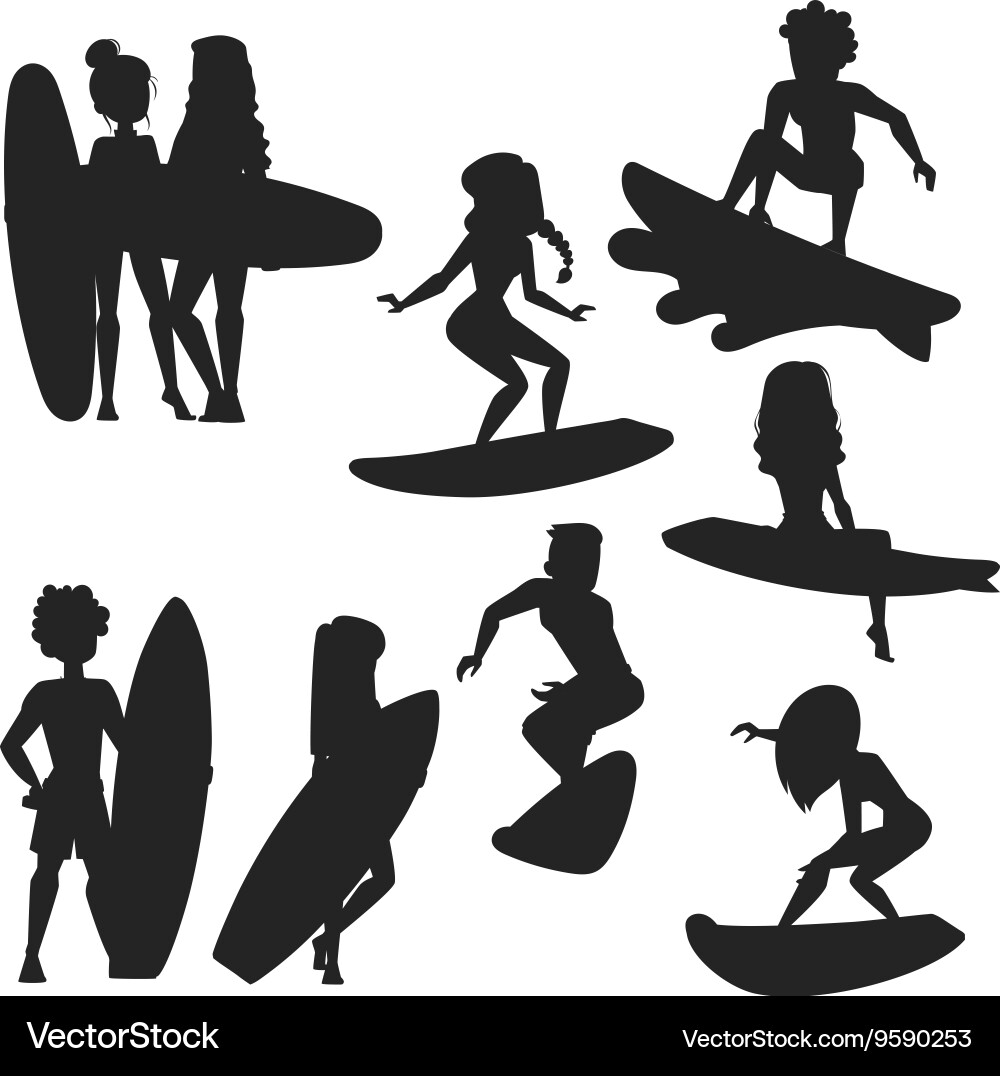 Surfing people set Royalty Free Vector Image - VectorStock