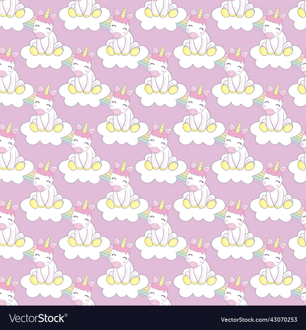 Unicorn pattern seamless pattern with white Vector Image