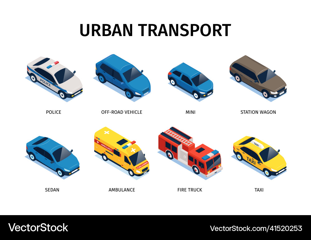 Urban public transport collection Royalty Free Vector Image
