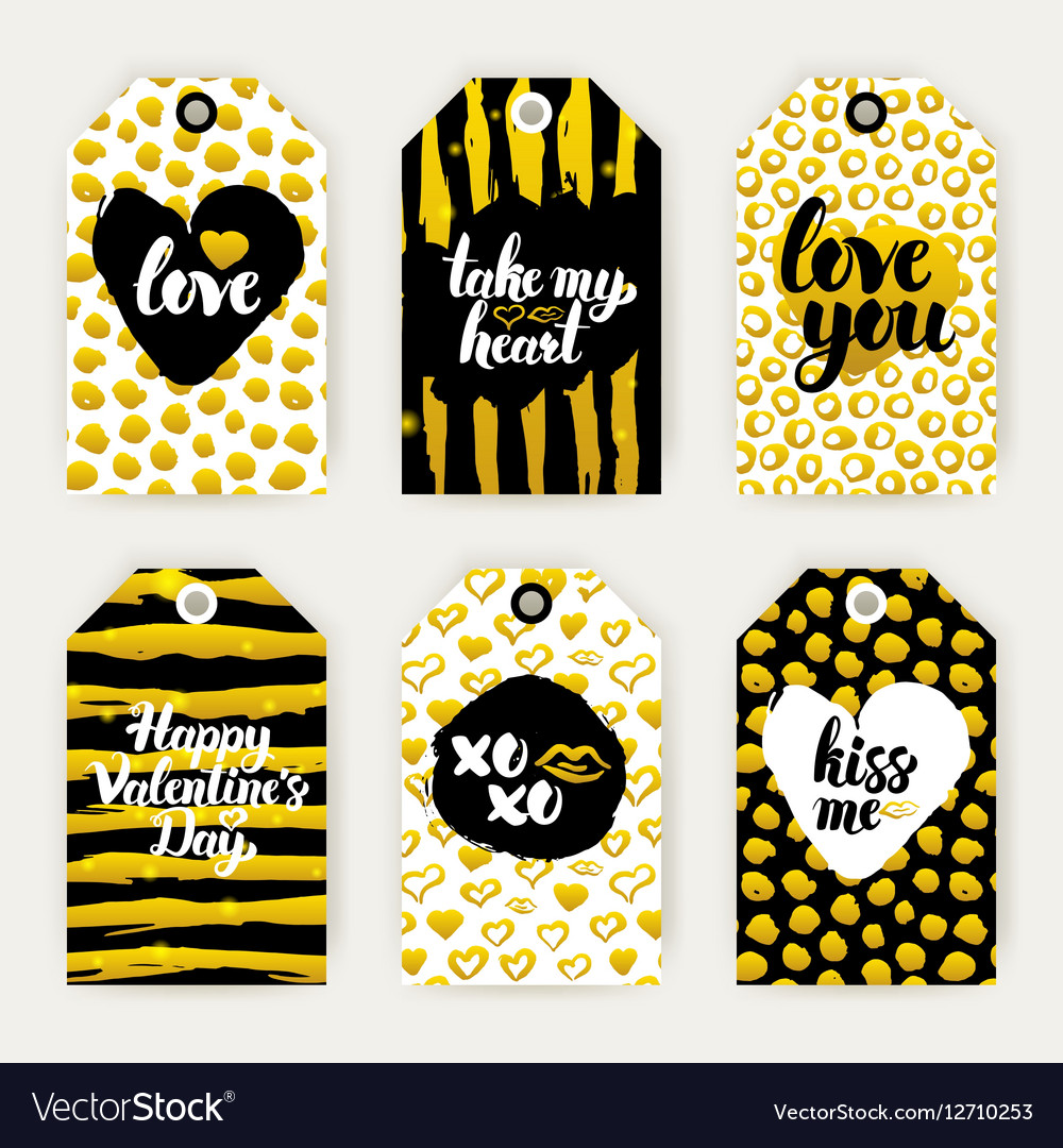 Valentine day gold gift labels Royalty Free Vector Image