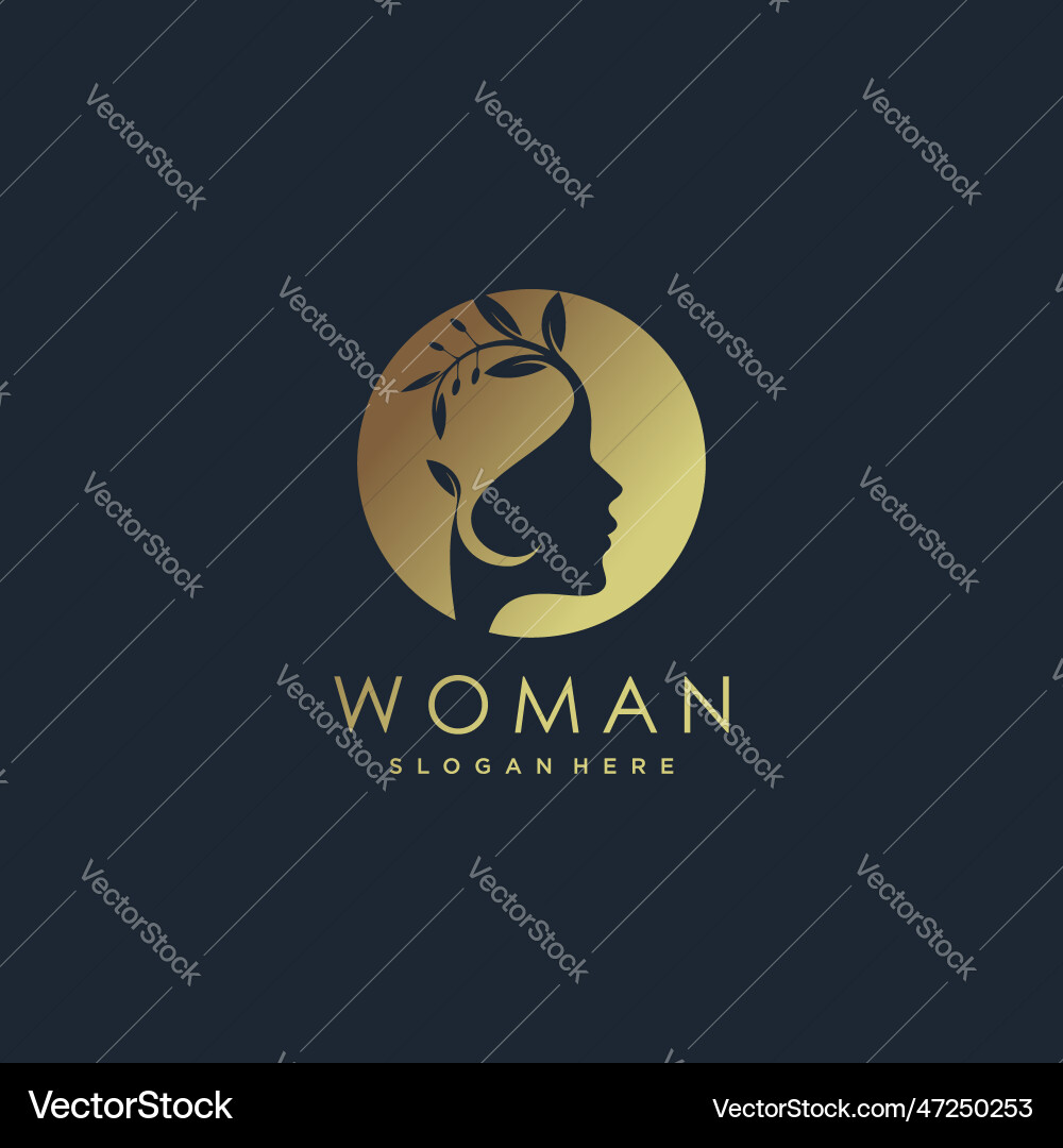 Woman logo with modern golden gradient style Vector Image