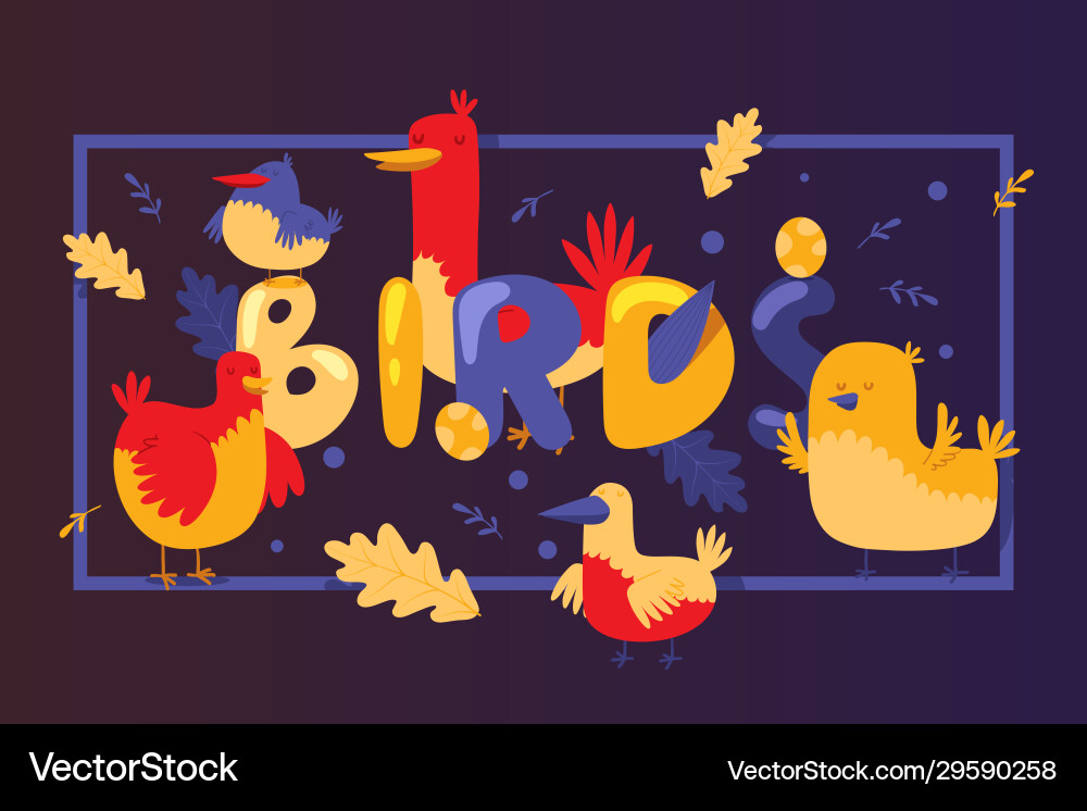 Birds cartoon banner design Royalty Free Vector Image