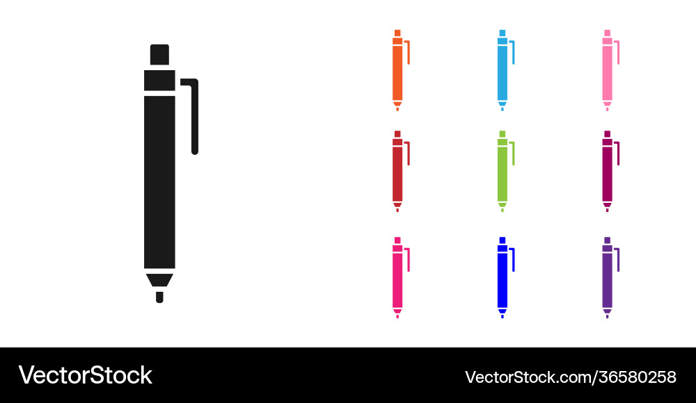 Black pen icon isolated on white background set Vector Image