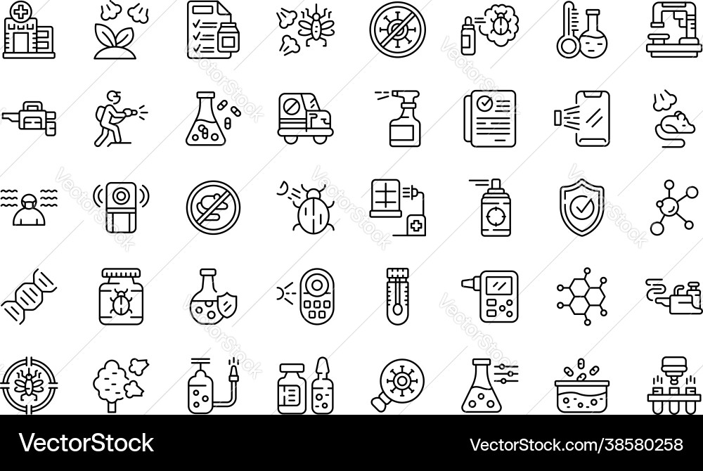 Chemical control icons set outline quality Vector Image