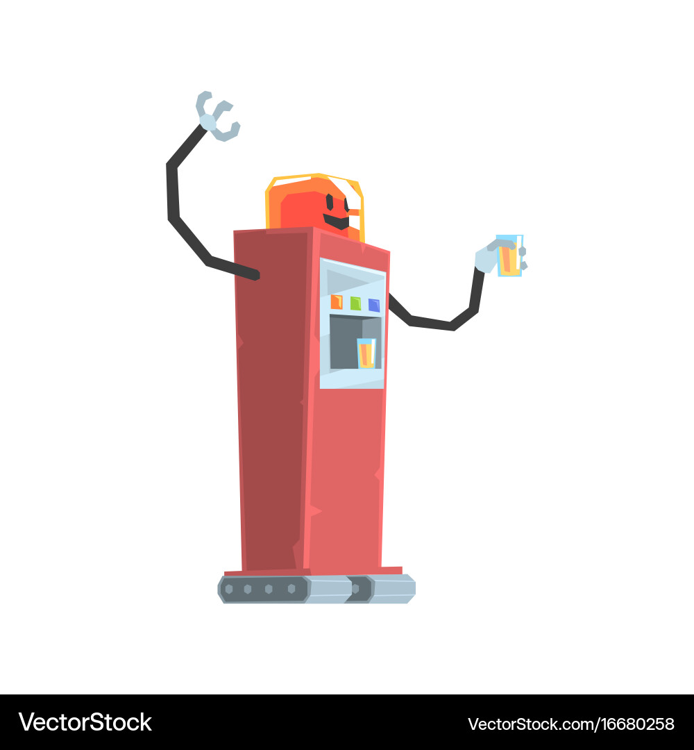 Cute cartoon red robot soda vending machine Vector Image