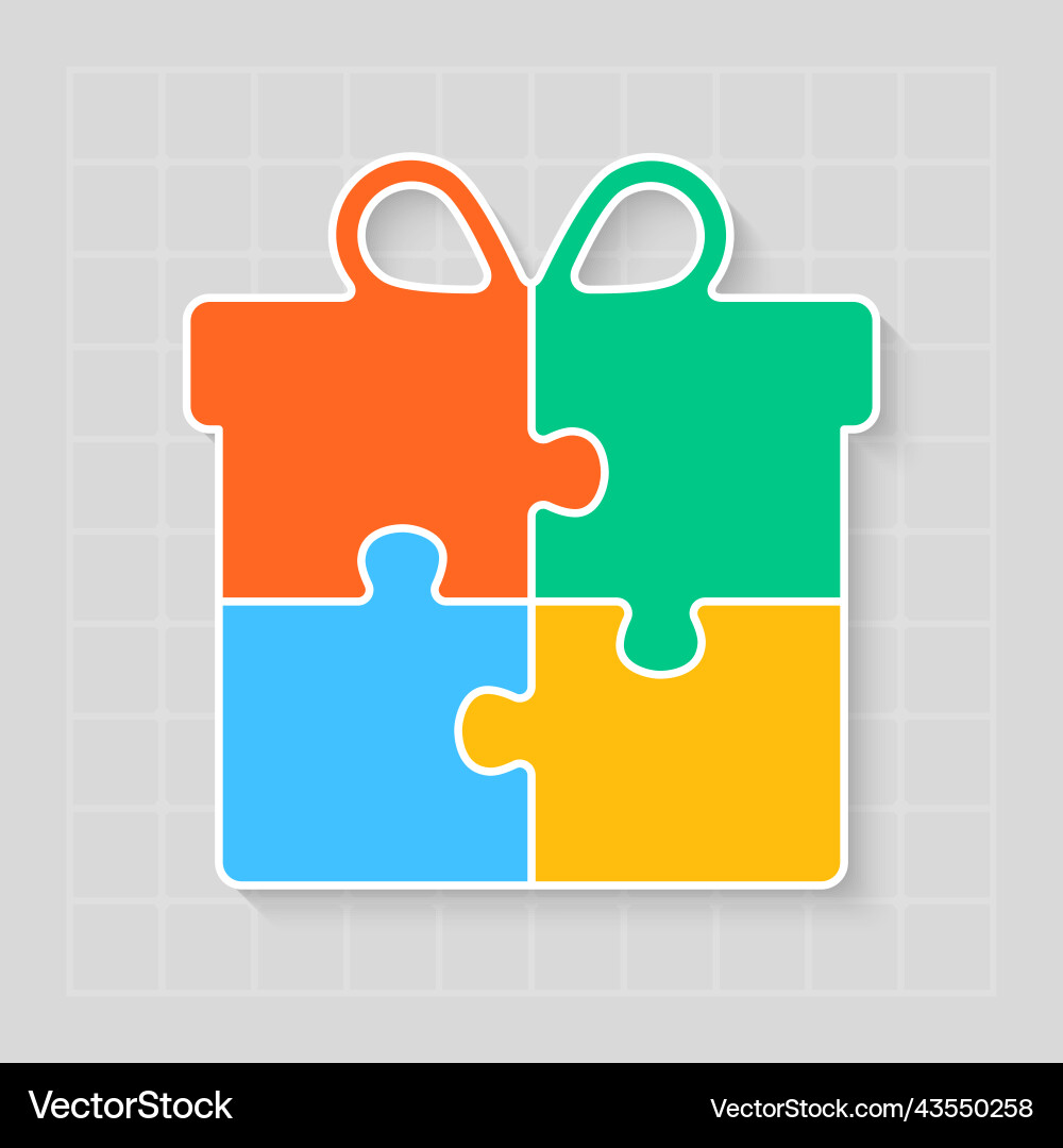 Diagram infographic timeline gift box puzzle Vector Image