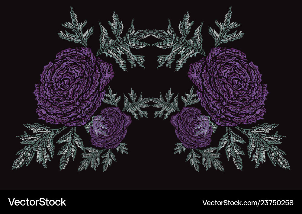 Embroidery floral decoration Royalty Free Vector Image