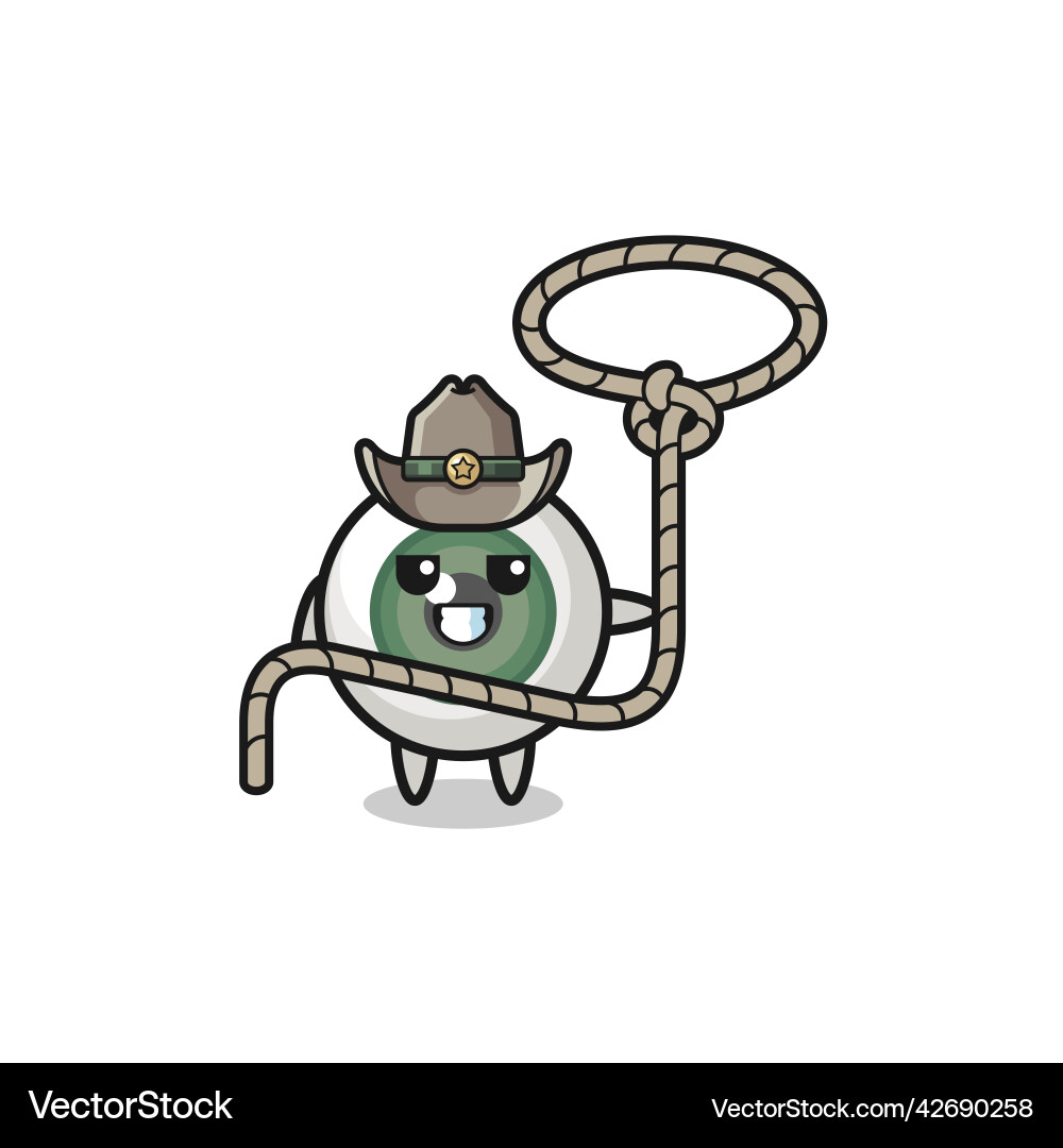 Eyeball cowboy with lasso rope Royalty Free Vector Image