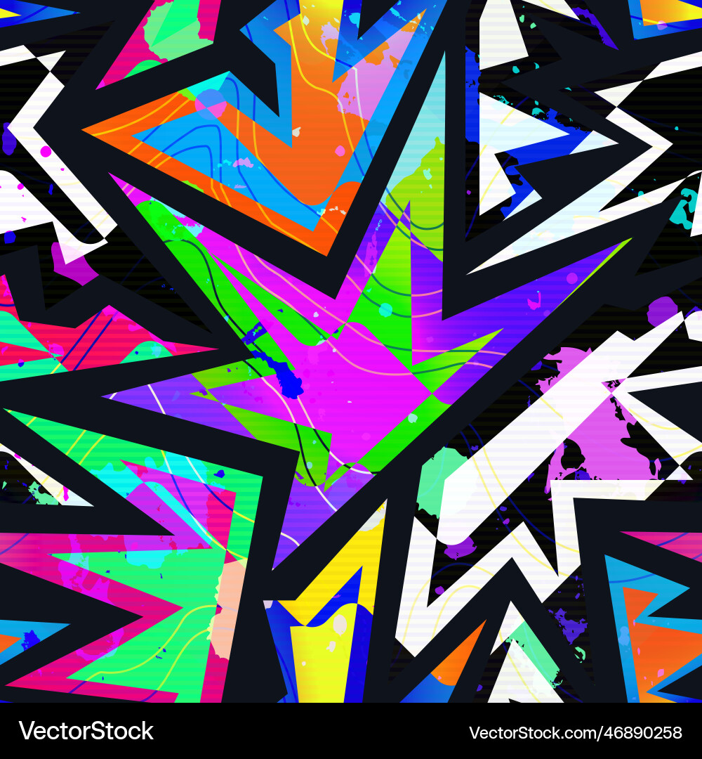 Graffiti geometric stars with grunge effect Vector Image