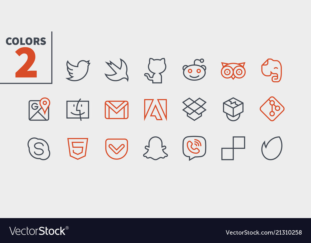 Logos ui pixel perfect well-crafted thin Vector Image Logos ui pixel perfect well-crafted thin Vector Image