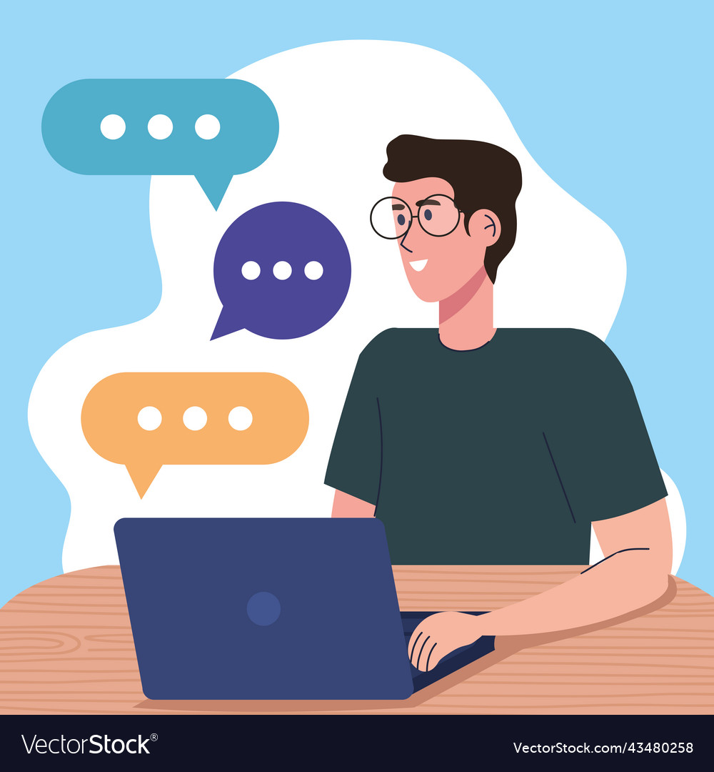 Man using laptop computer Royalty Free Vector Image