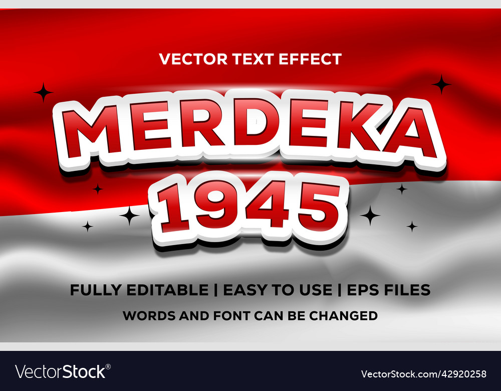 Merdeka text effect fully editable Royalty Free Vector Image