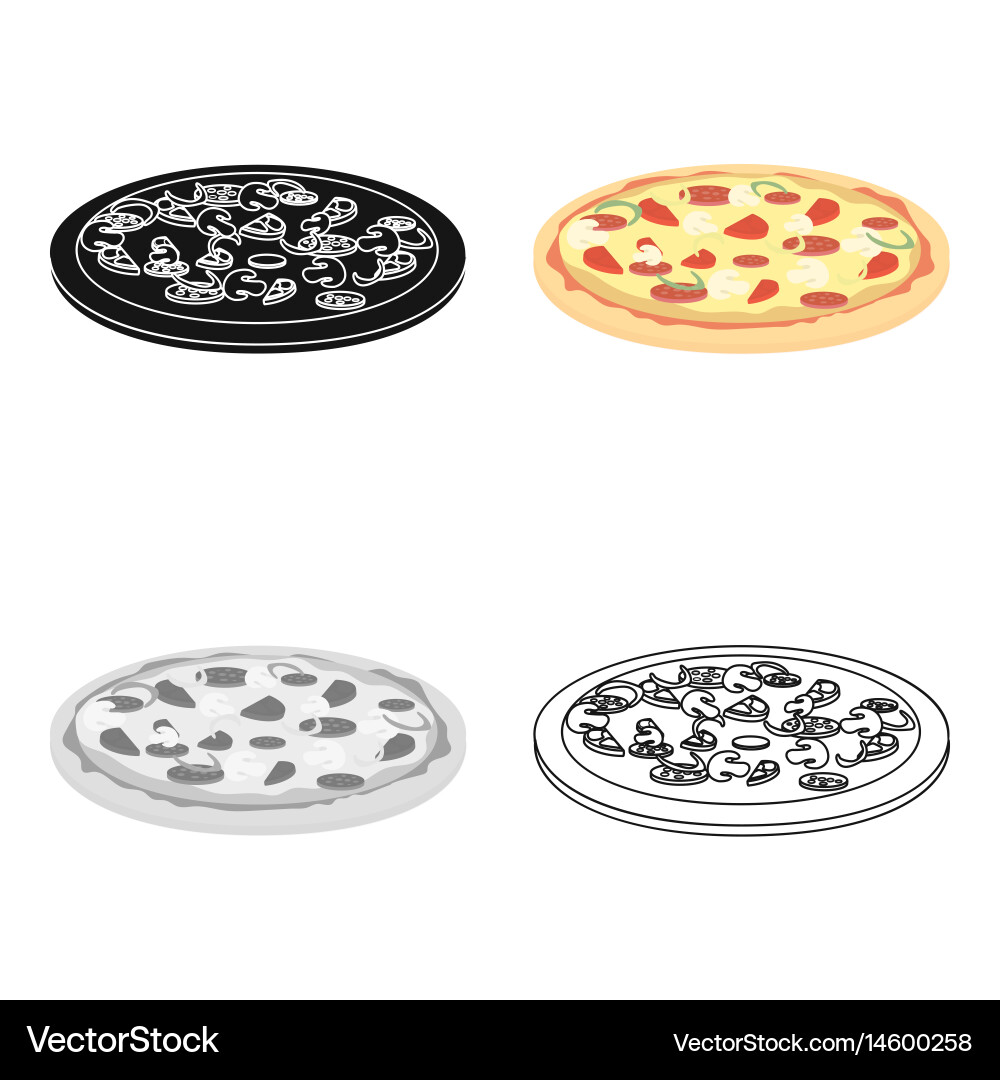Pizza icon in cartoon style for web Royalty Free Vector