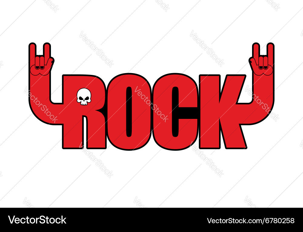 Rock letters with hands hand sign logo Royalty Free Vector