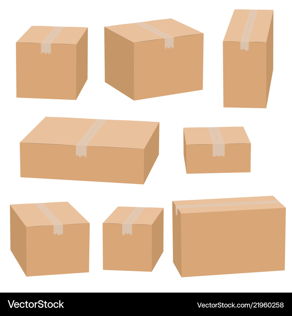 Set of cardboard boxes isolated Royalty Free Vector Image