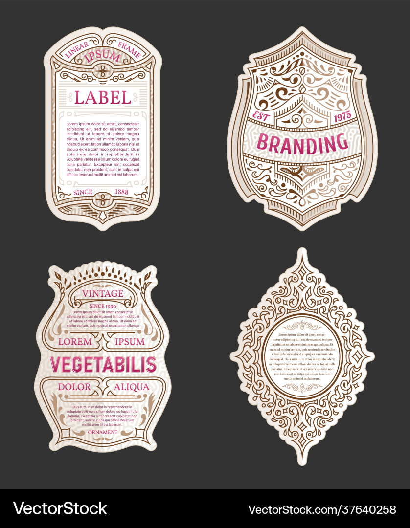 Set vintage frames for labels gold stickers Vector Image