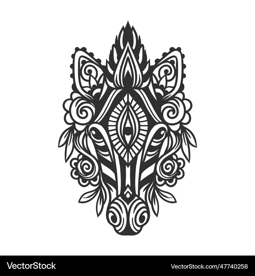 Zebra mandala adult coloring Royalty Free Vector Image