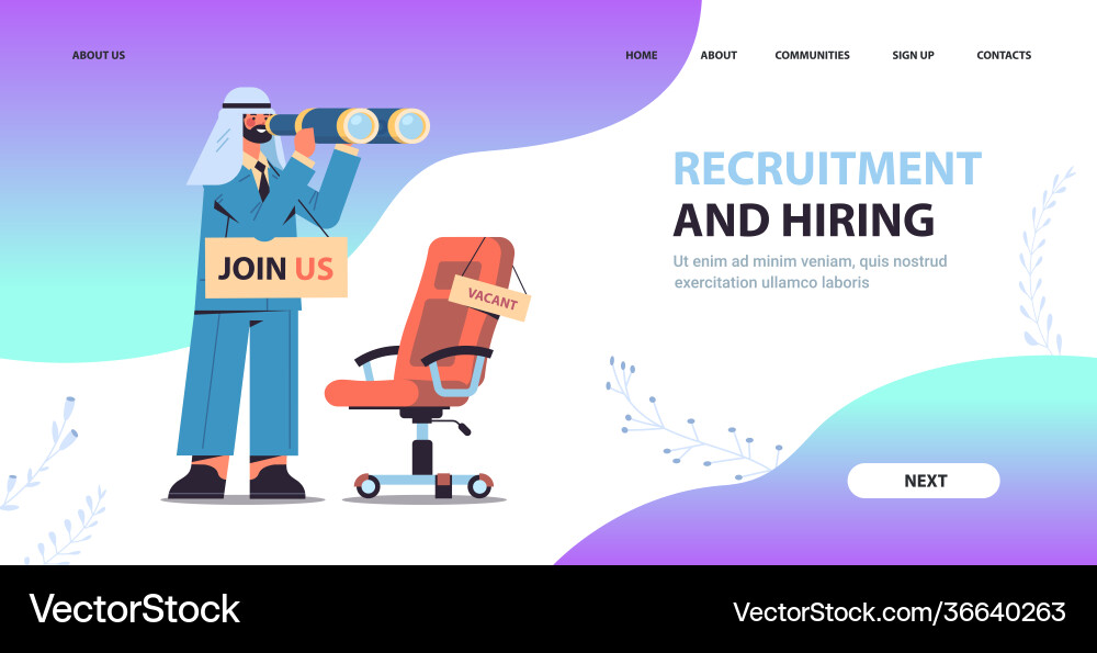 Arabic businessman hr manager with binoculars join