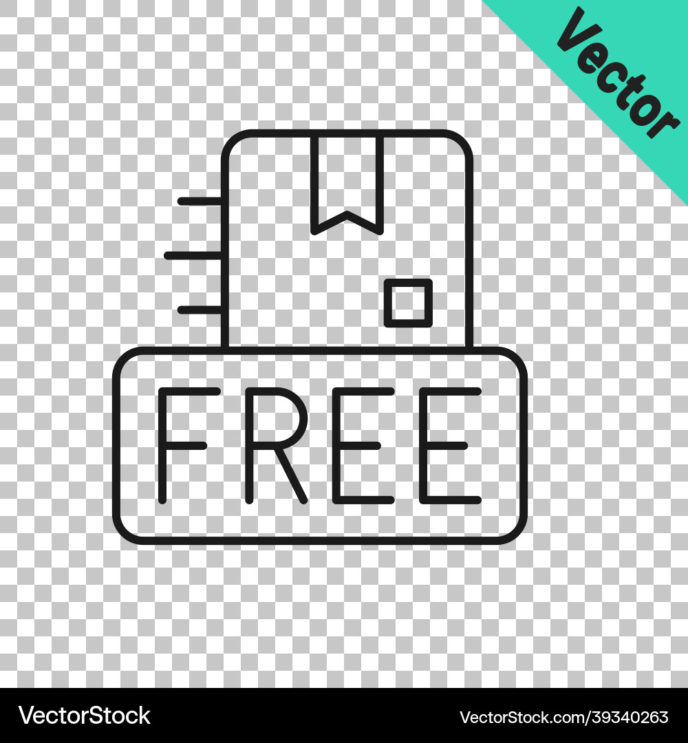Black line cardboard box with free symbol icon Vector Image
