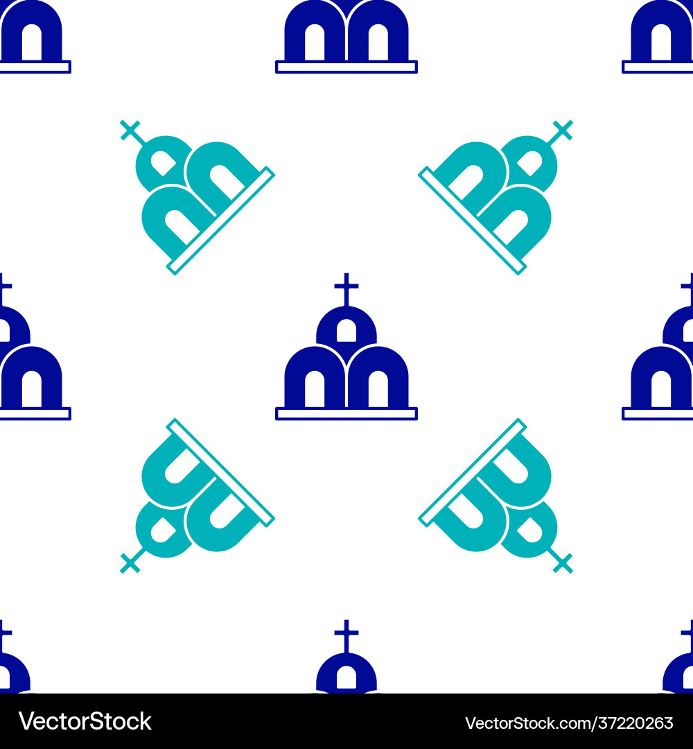 Blue church building icon isolated seamless Vector Image