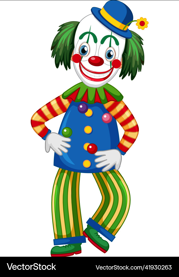 Colourful clown cartoon character Royalty Free Vector Image